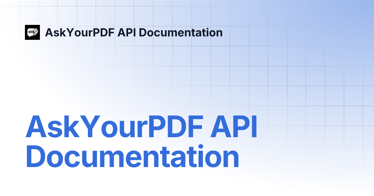 AskYourPDF API Documentation | AskYourPDF API Documentation